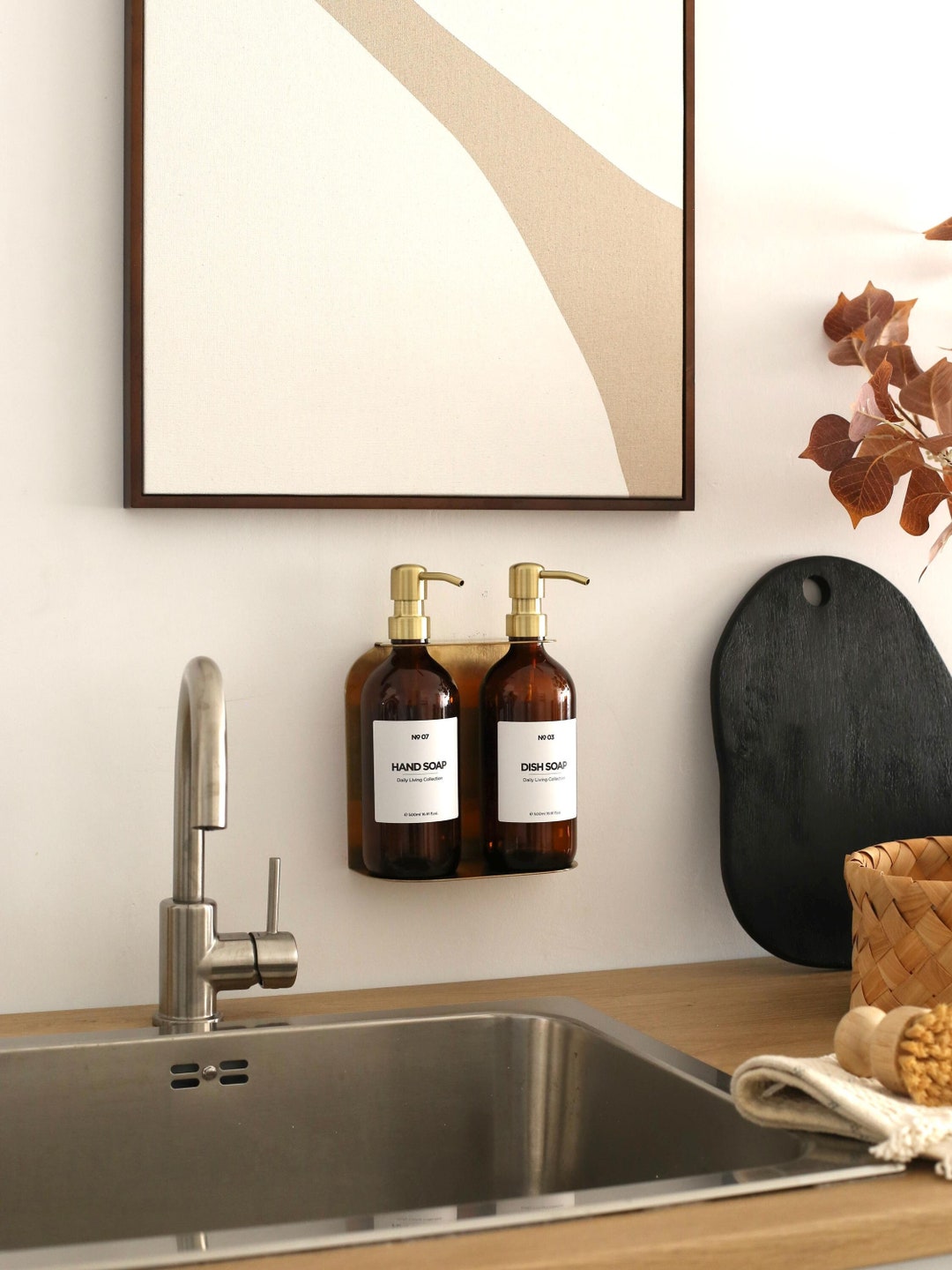 Wall Mounted Gold Soap Dispenser Holder, Double Luxurious Pump Bottle ...