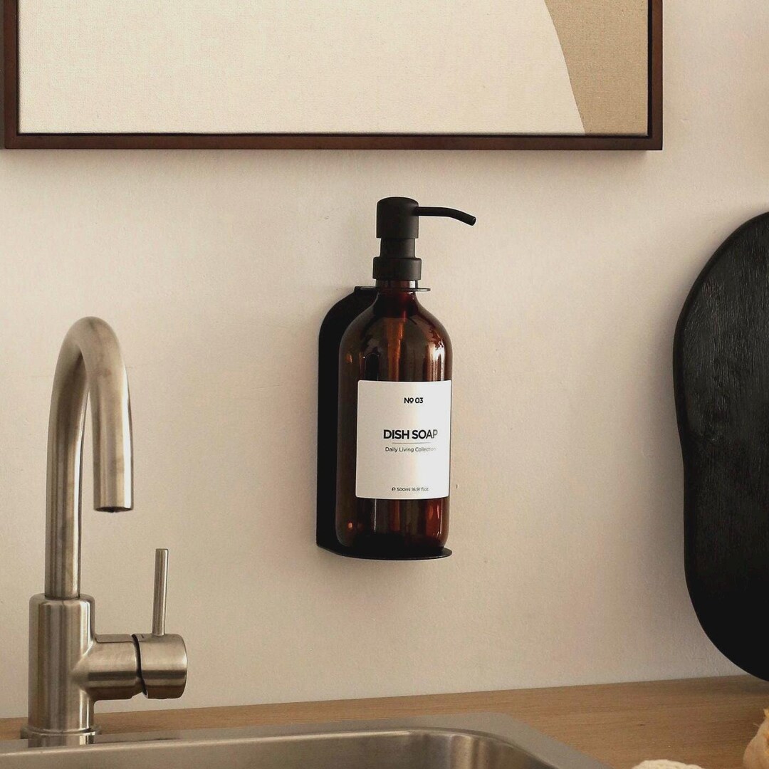 Soap Dispenser With Black Holder, Double Wall Bracket With Soap ...