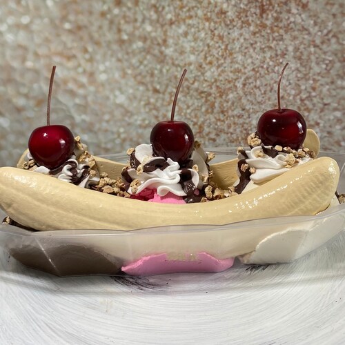 Fake Banana Split Faux Ice Cream Tiered Tray Decor Vintage Etsy
