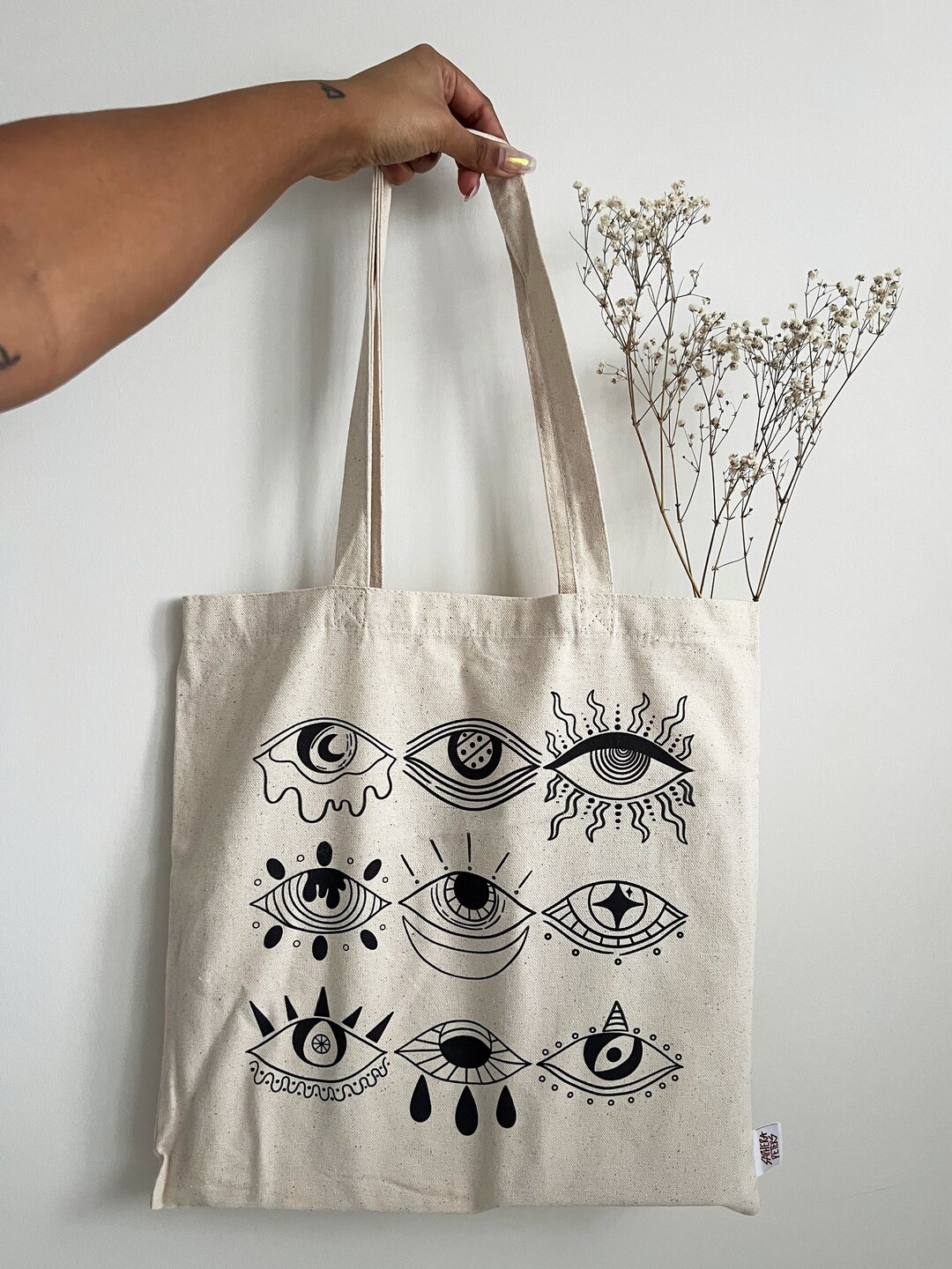 Third Eye Tote Bag Minimal Canvas Bag Minimal Tote Bag Hippie Tote Bag ...