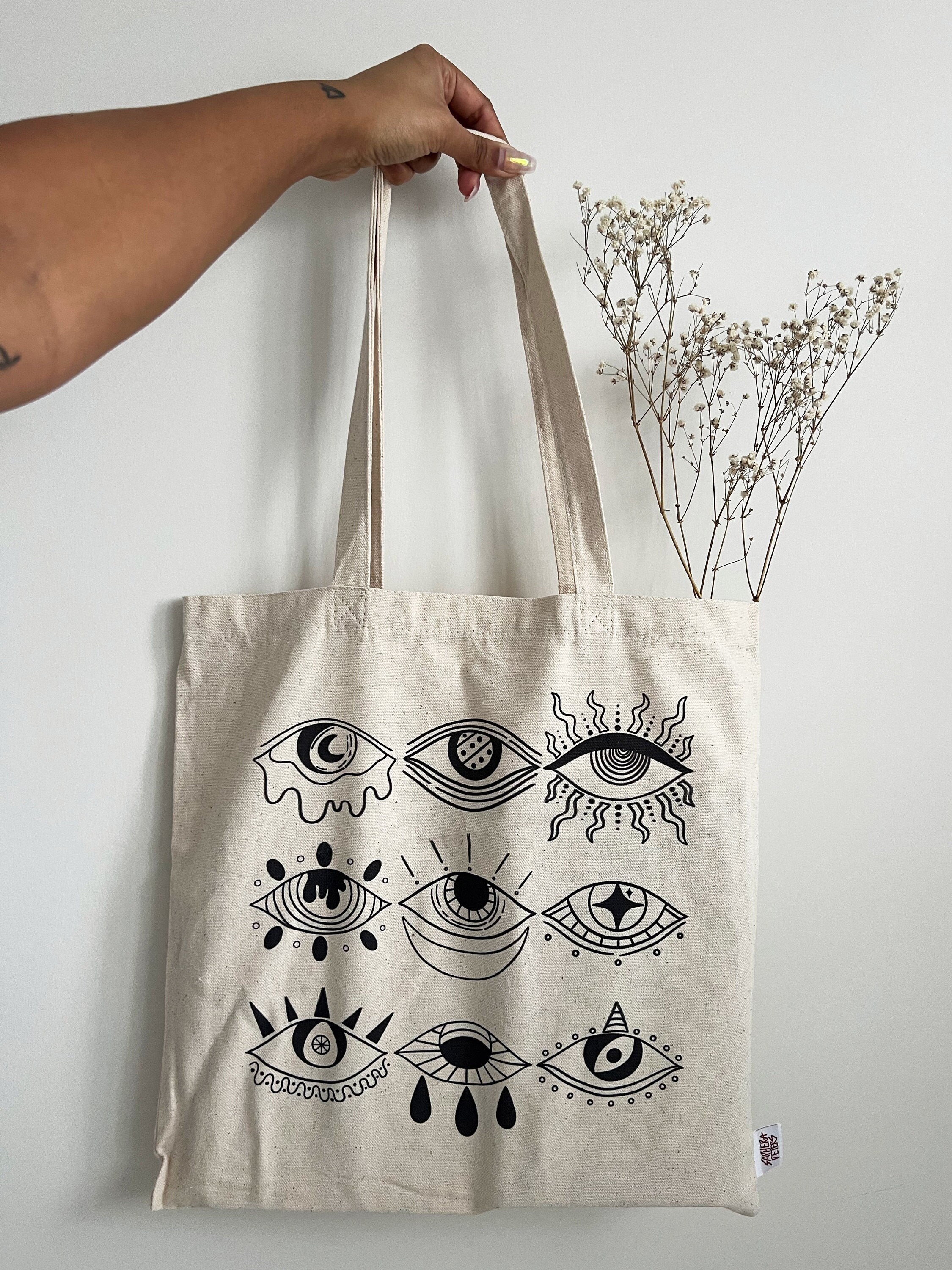 Third Eye Tote Bag Minimal Canvas Bag Minimal Tote Bag Hippie Tote Bag ...