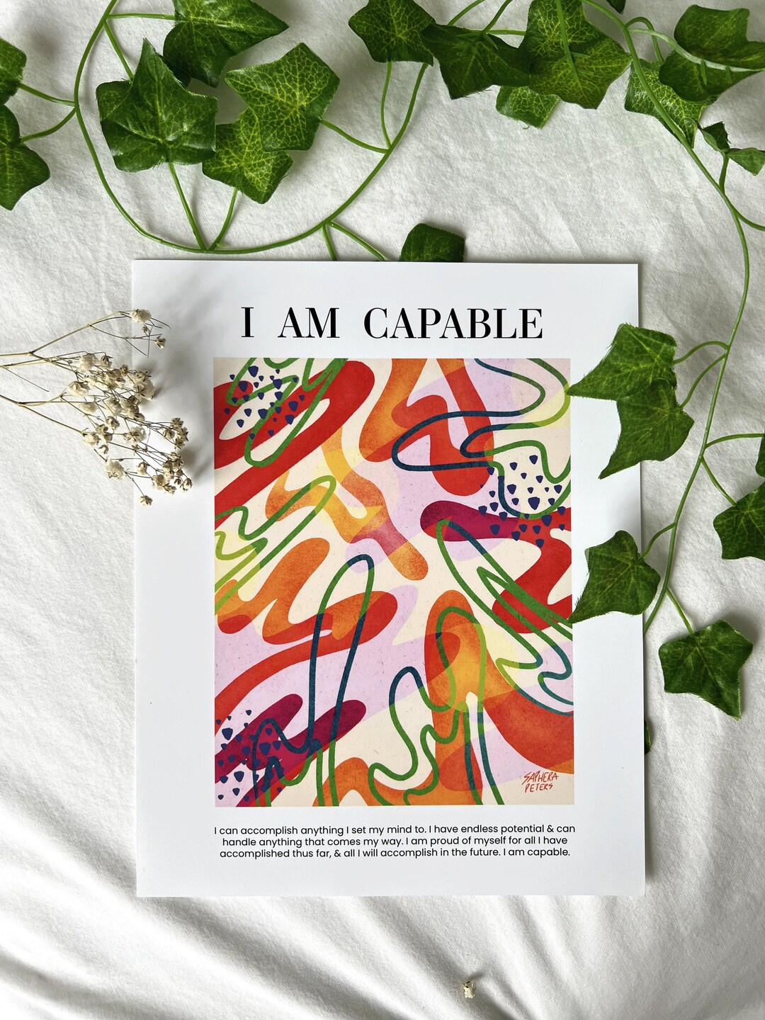 Capable Affirmation Art Daily Affirmation Affirmation for Wall Art I Am ...