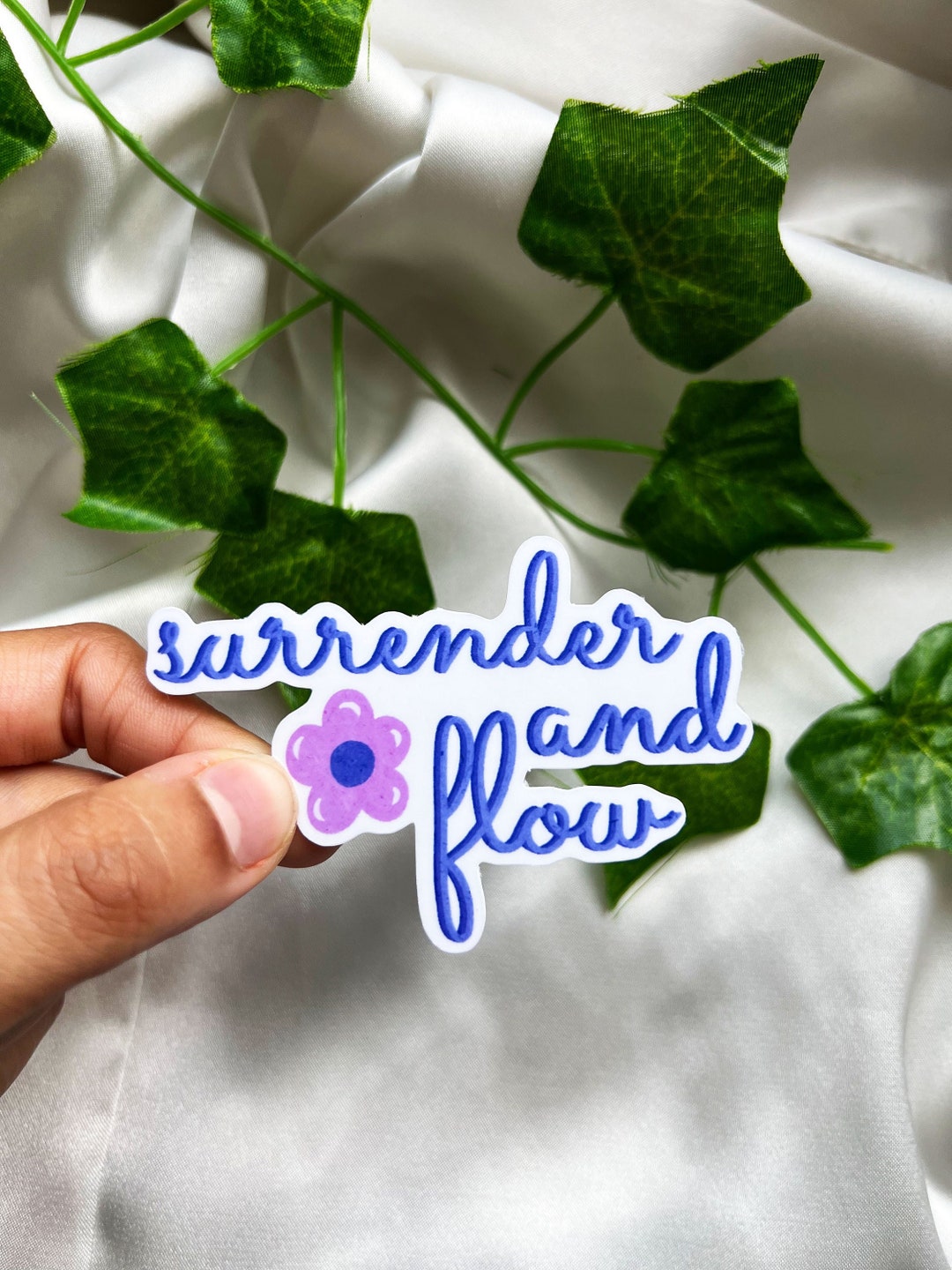 Surrender Flow Groovy Retro Sticker Positive Vibes Stickers Waterproof Vinyl Sticker Water ...