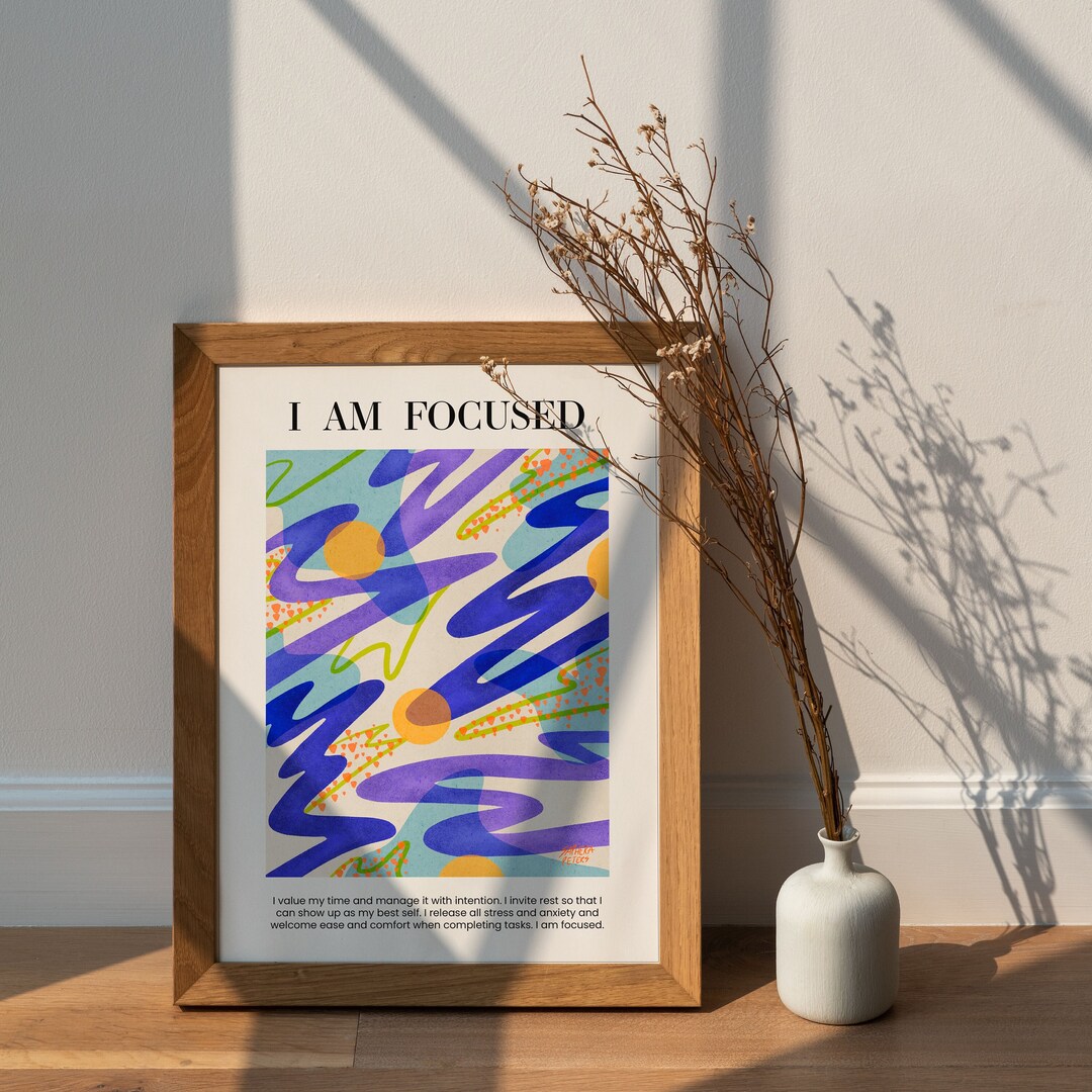 Printable Daily Affirmation Wall Art I Am Focused Daily Affirmation ...