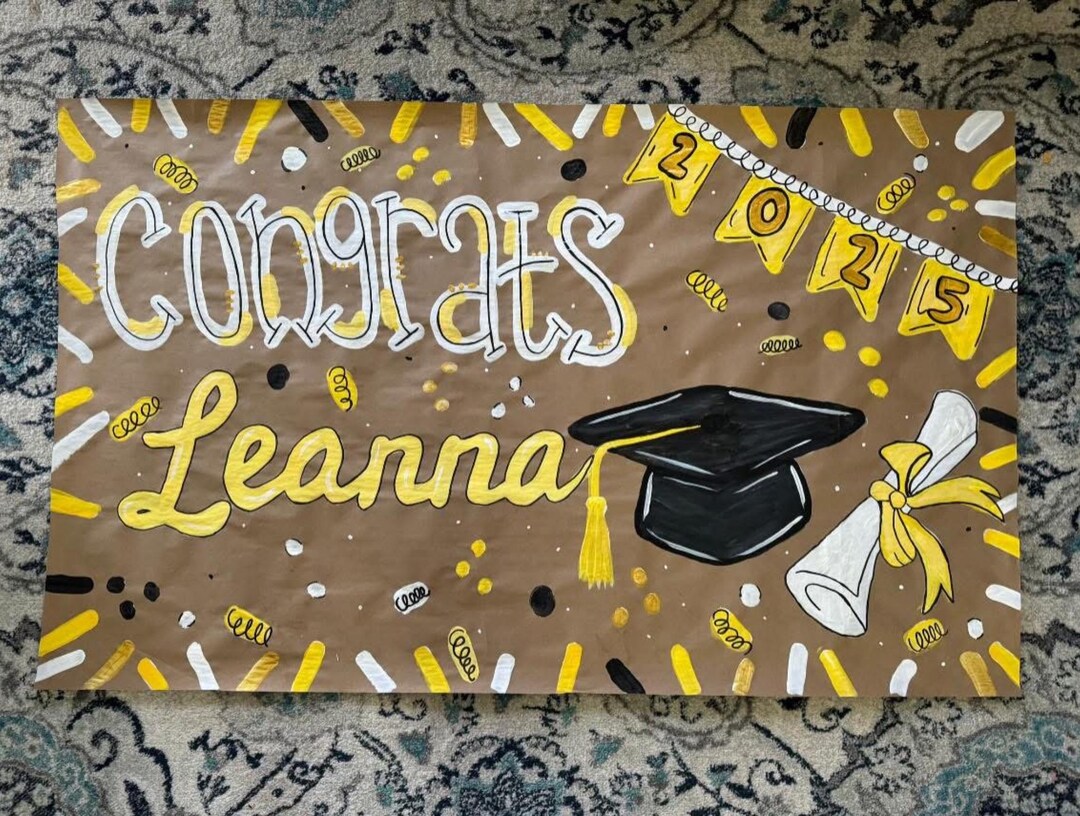 Custom Graduation Banner | Hand-painted Congrats Graduate Sign | Class ...