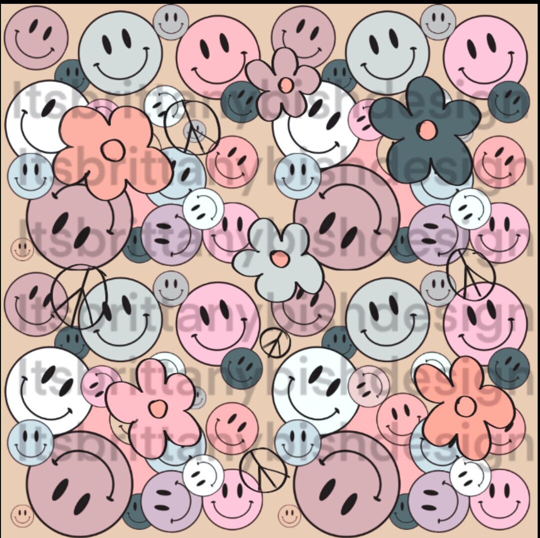 Hippie Smiley Seamless Pattern Png Digital Download - Etsy