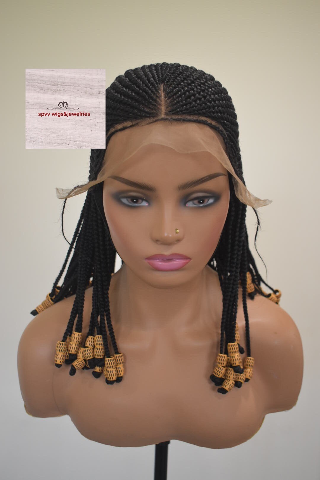 Beaded Cornrow Braids/ Braided Wig/ Color 1 Wig/ Cornrow / Lace Front ...