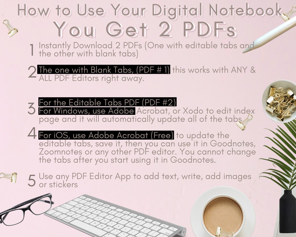 Gray Ombre Digital Notebook, 10 Tabs and 220 Lined Pages. 2 PDF Files ...