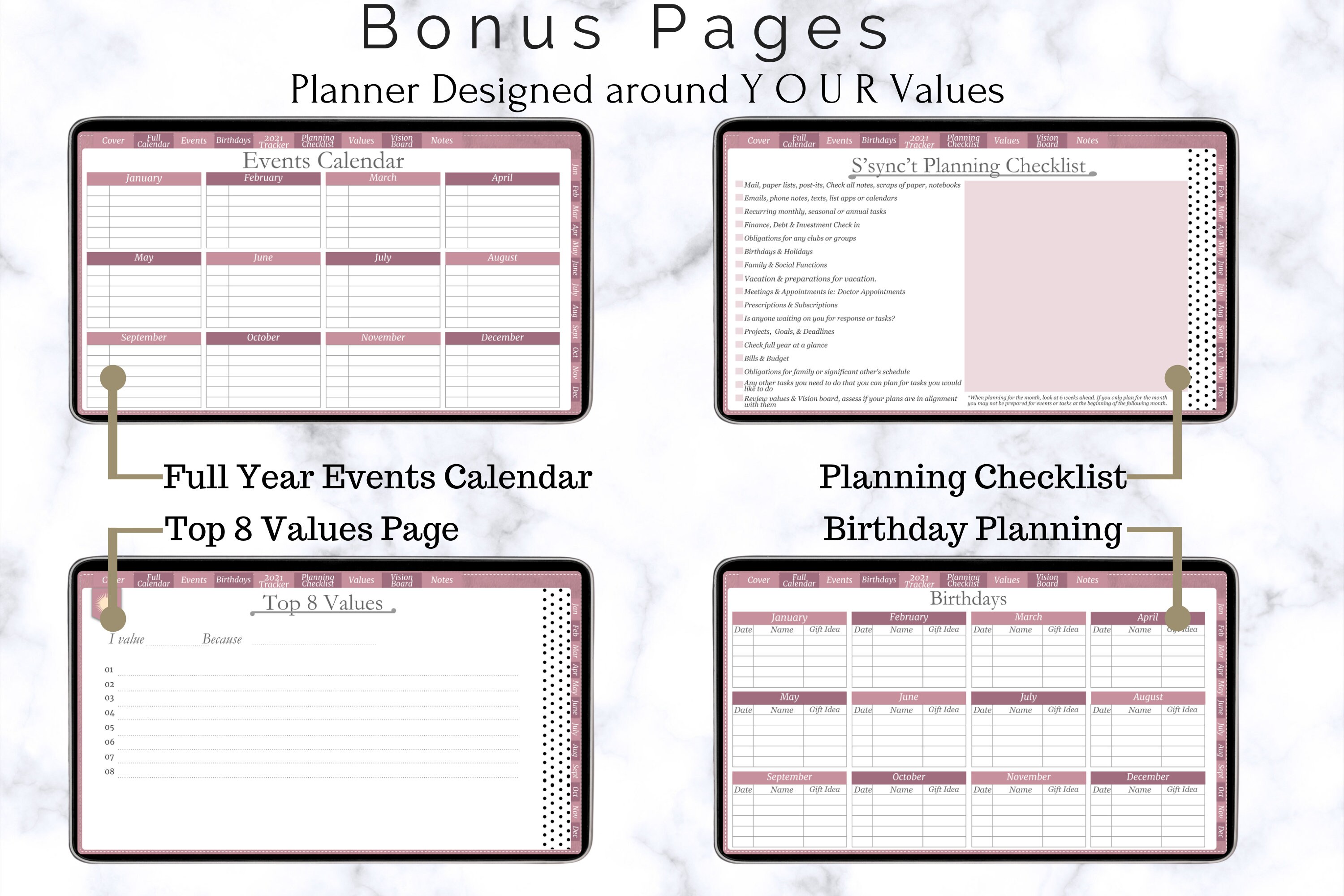 Weekly Habit Tracker and Meal Planner Notability Mauve 2021 Digital ...