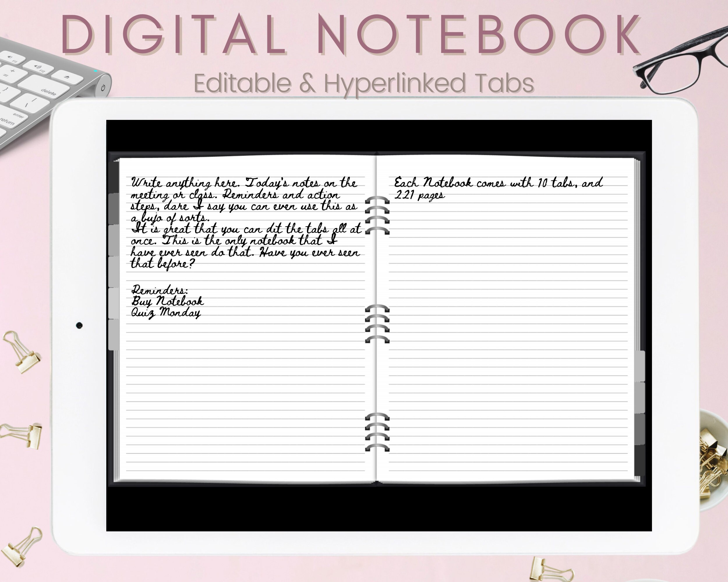Gray Ombre Digital Notebook, 10 Tabs and 220 Lined Pages. 2 PDF Files ...