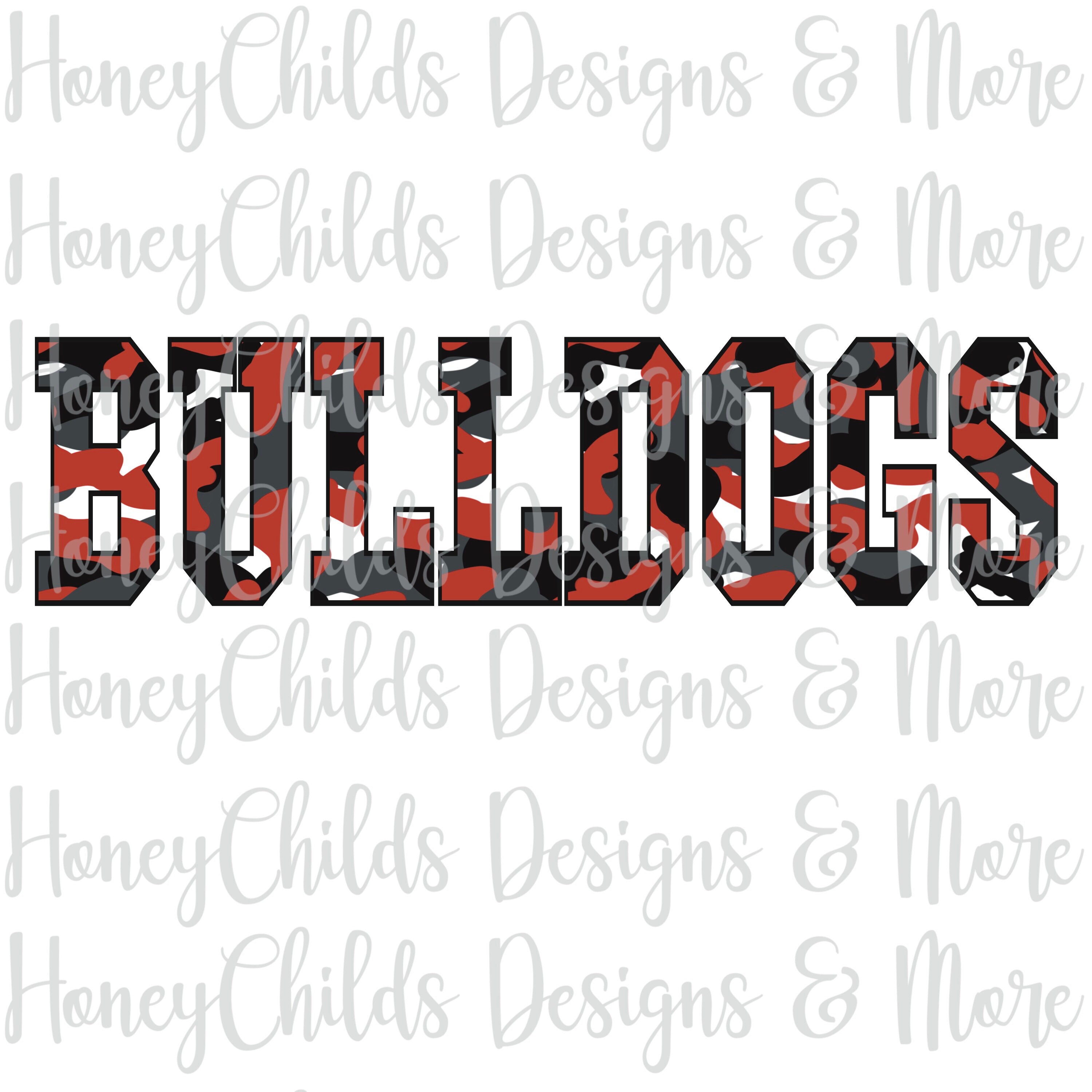 Red and Black Camo Block BULLDOGS PNG SUBLIMATION - Etsy