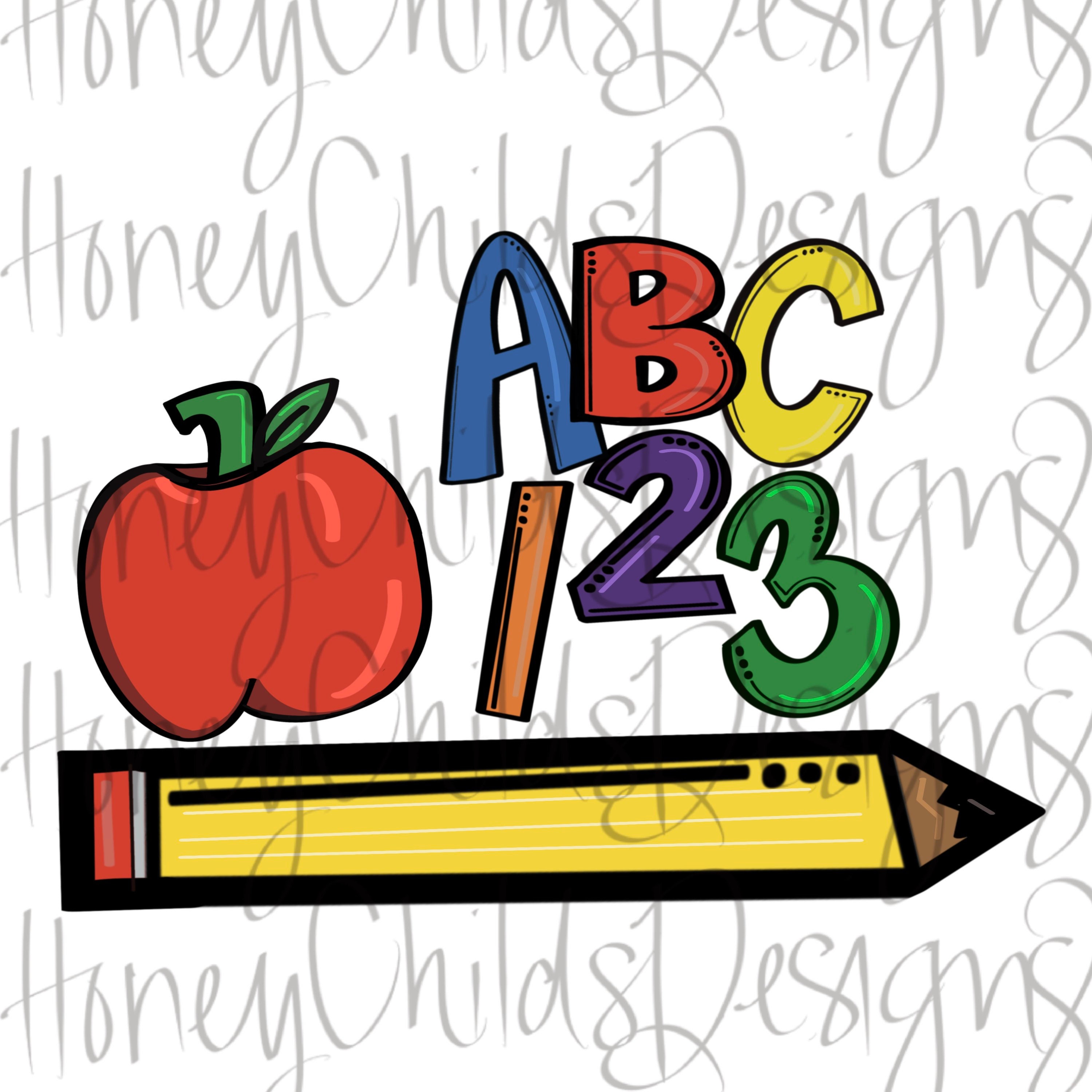 A B C 1 2 3 PNG - Etsy