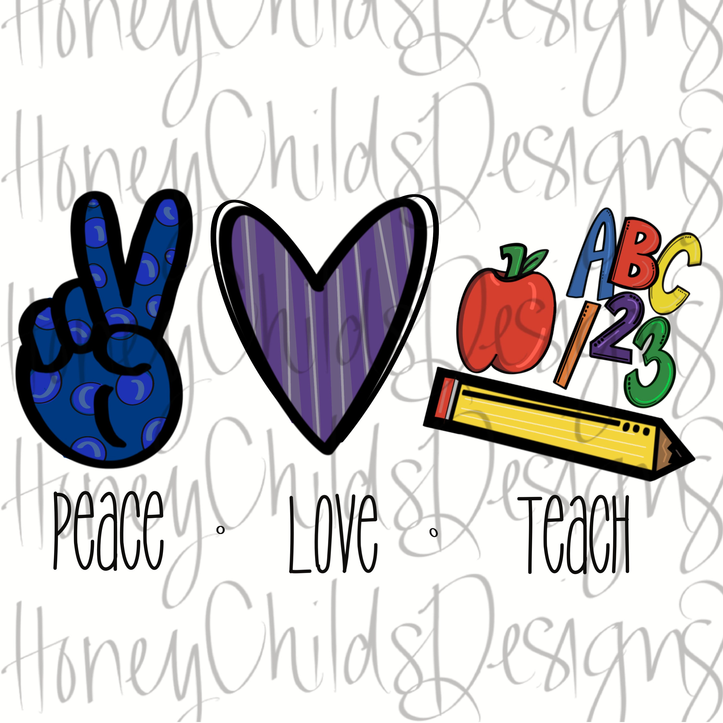 Peace Love Teach PNG Sublimation - Etsy