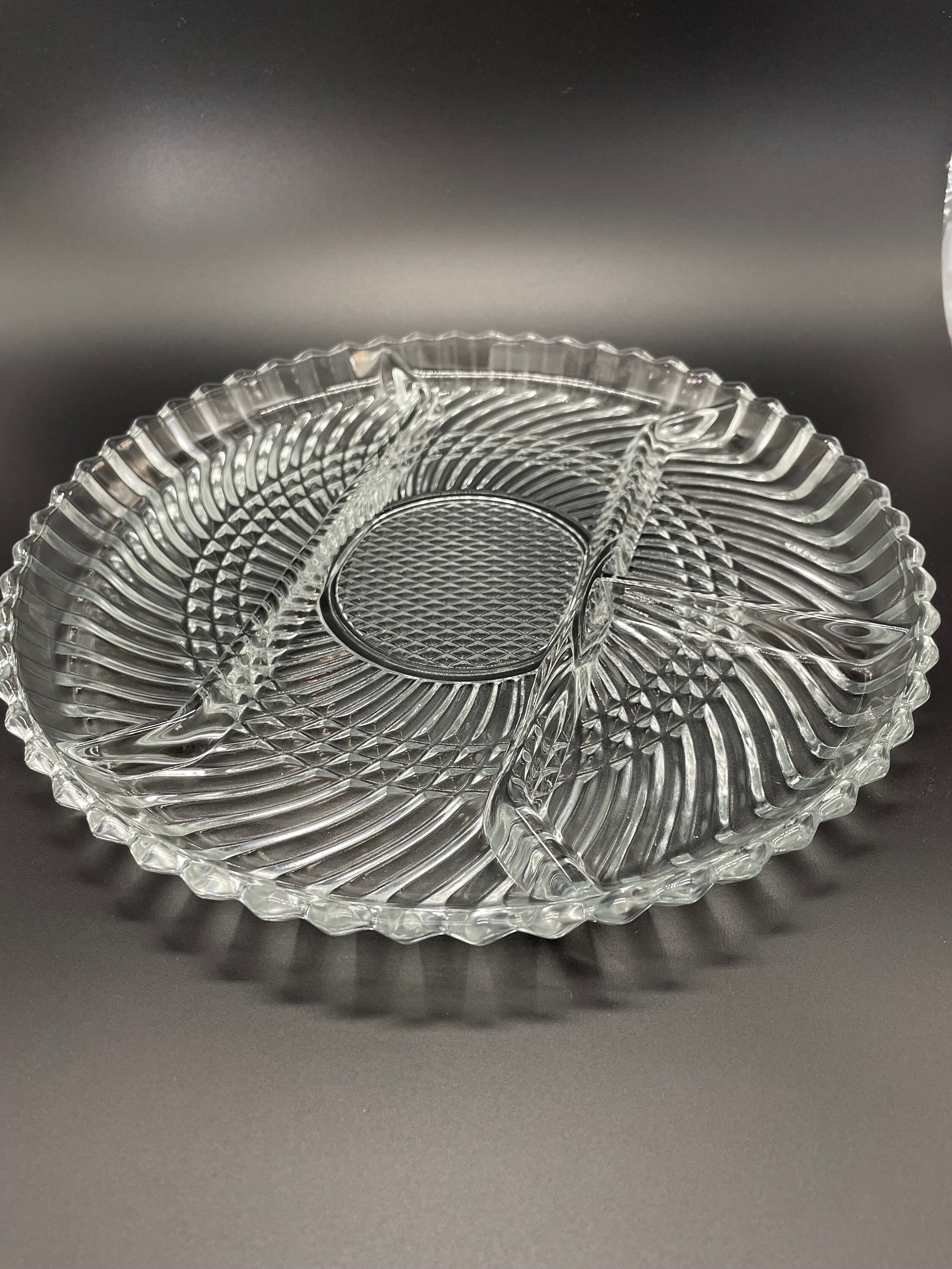 Vintage Dominion Clear Glass Divided Cheese and Relish Plate, Canada ...