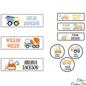 Boy Name Labels, School Supply Stickers, Daycare Labels Pack, Truck ...