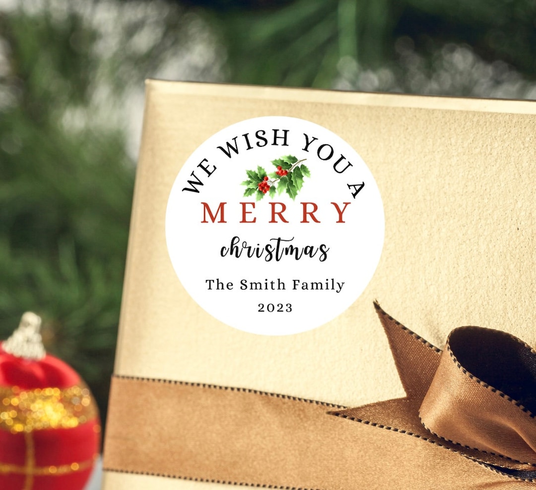 Custom Holiday Labels, Personalized Merry Christmas Labels, Holiday ...