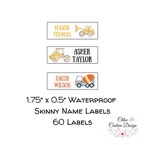 Boy Name Labels, School Supply Stickers, Daycare Labels Pack, Truck ...