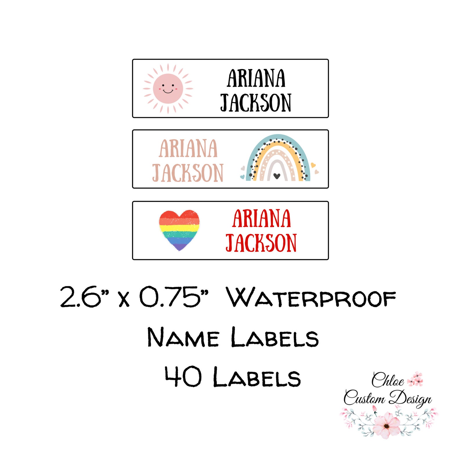 Name Labels Variety Pack Rainbow Hearts Name Labels Skinny | Etsy