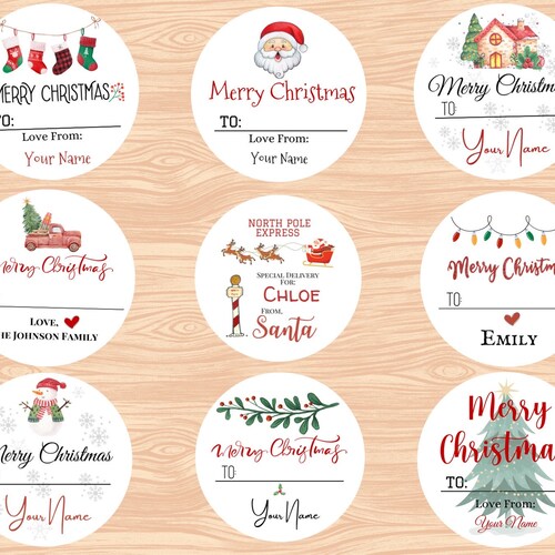 Custom Holiday Labels Personalized Merry Christmas Labels - Etsy