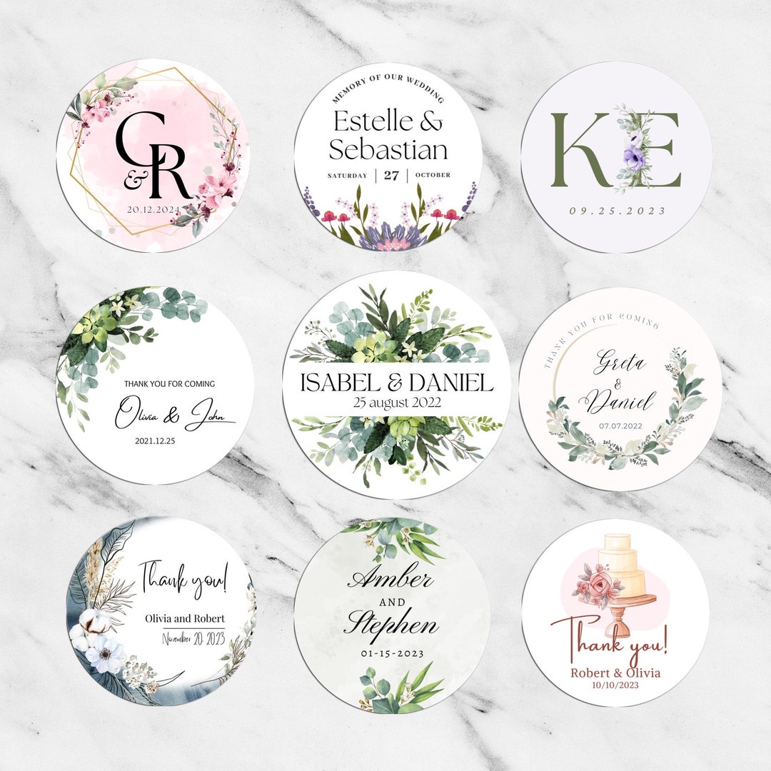 Wedding Custom Stickers | Custom Labels | Circle Logo Labels | Wedding ...