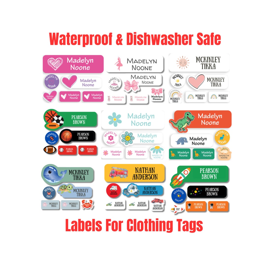 108 Waterproof Daycare Labels - Dishwasher Safe Stickers - Name ...
