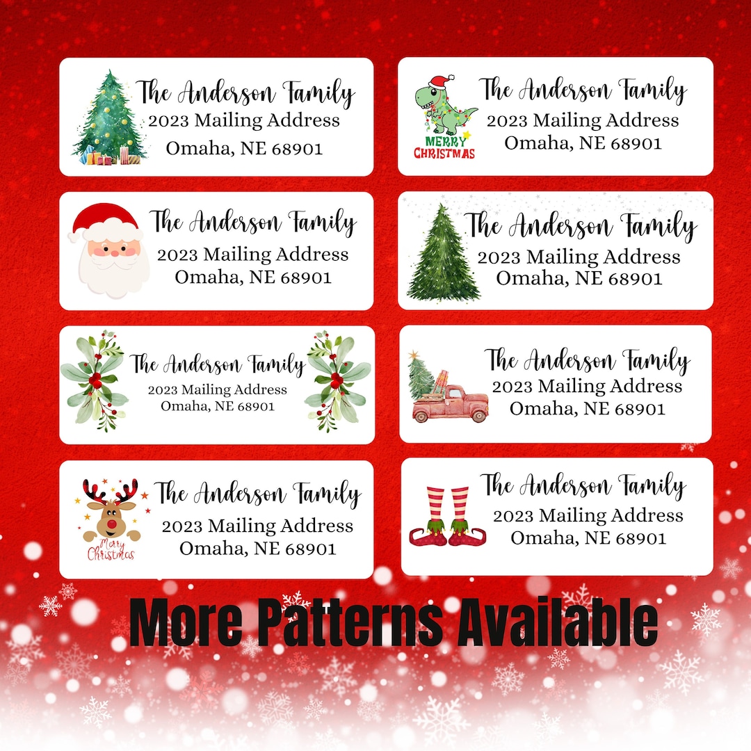 30 Christmas Return Address Labels, Holiday Return Address Labels ...