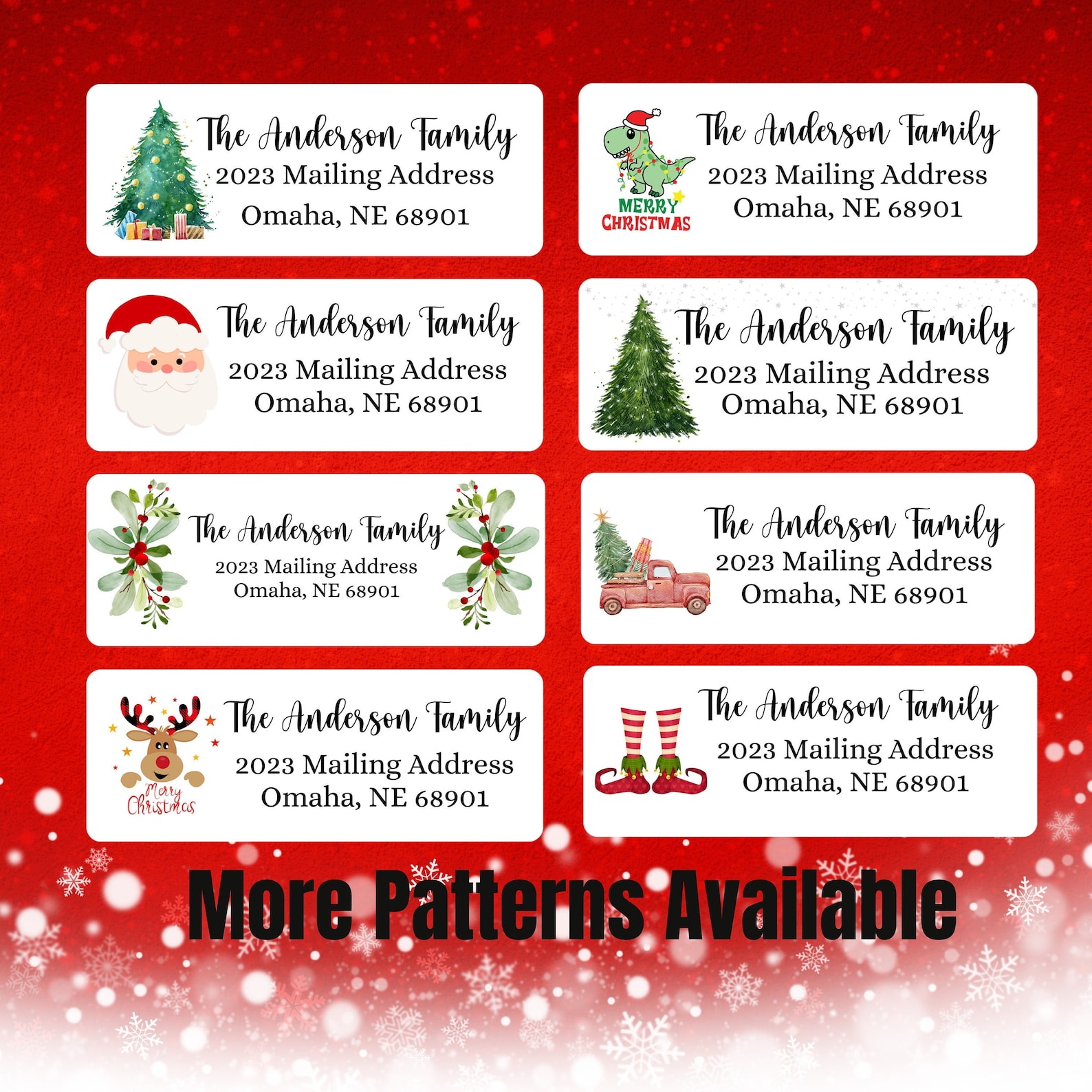 30 Christmas Return Address Labels, Holiday Return Address Labels ...