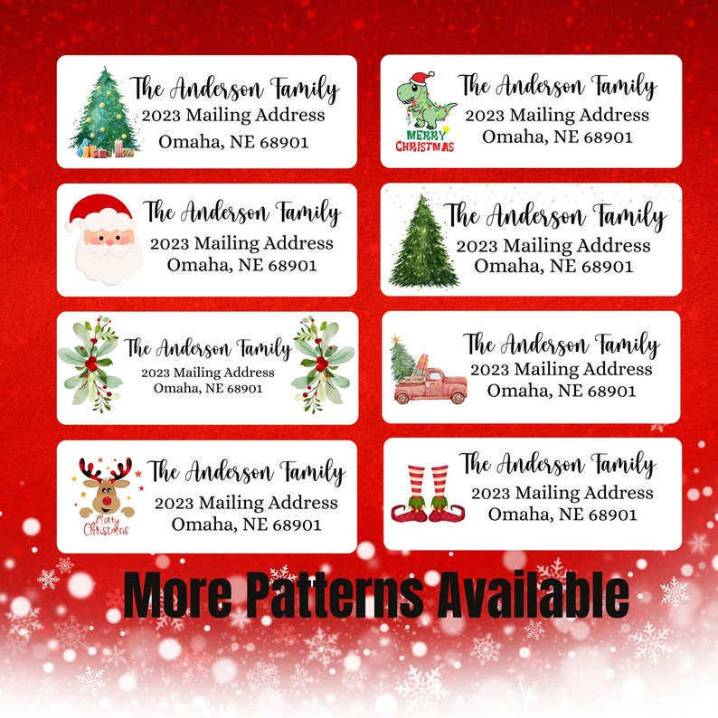 30 Christmas Return Address Labels, Holiday Return Address Labels ...