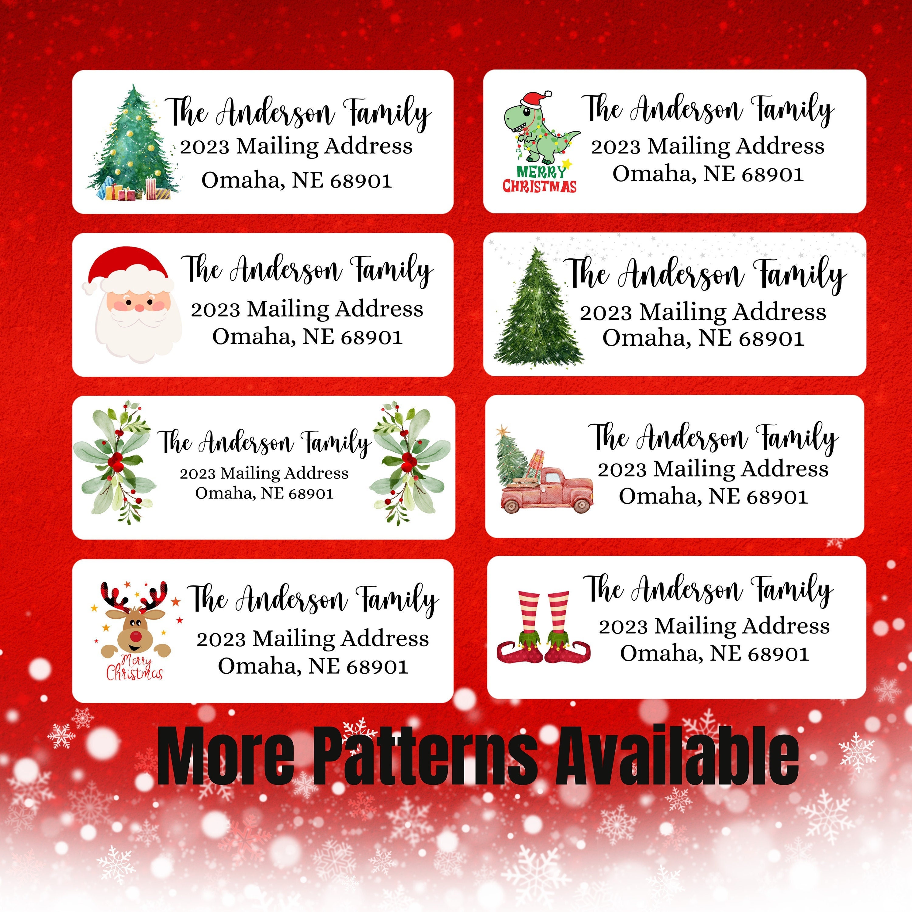 30 Christmas Return Address Labels, Holiday Return Address Labels ...
