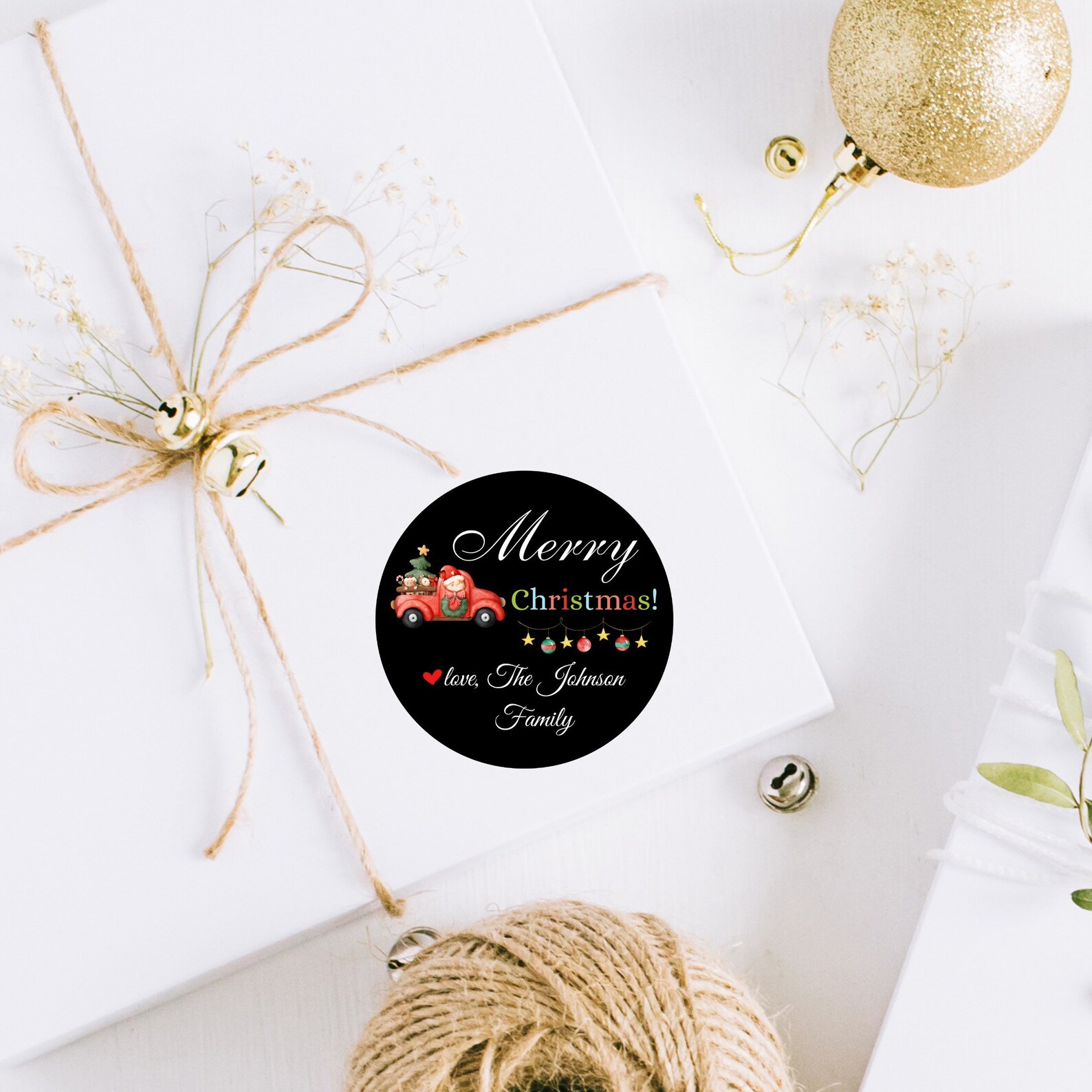 Custom Holiday Labels, Personalized Merry Christmas Labels, Holiday ...