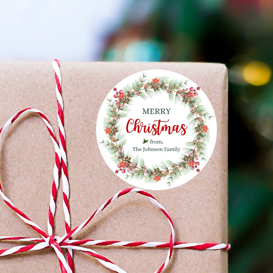 Custom Holiday Labels, Personalized Merry Christmas Labels, Holiday ...