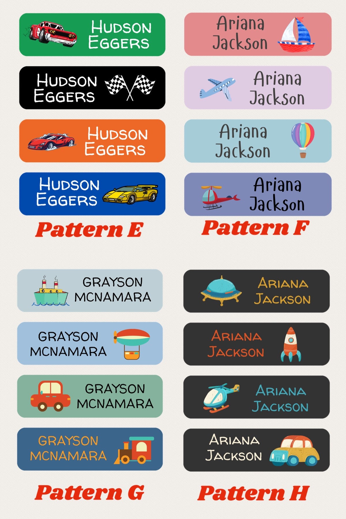Boys Waterproof Daycare Labels - Dishwasher Safe - Preschool Labels ...