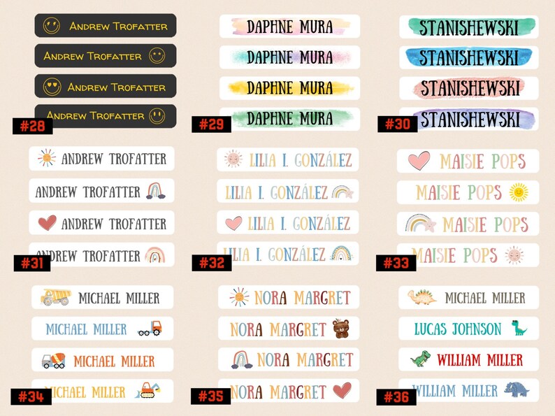 72 Skinny School Supply Labels Dishwasher Safe Waterproof - Etsy