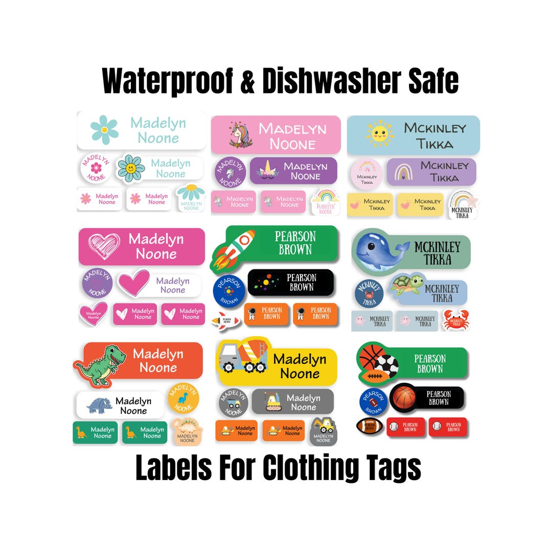 108 Waterproof Daycare Labels - Dishwasher Safe Stickers - Name ...