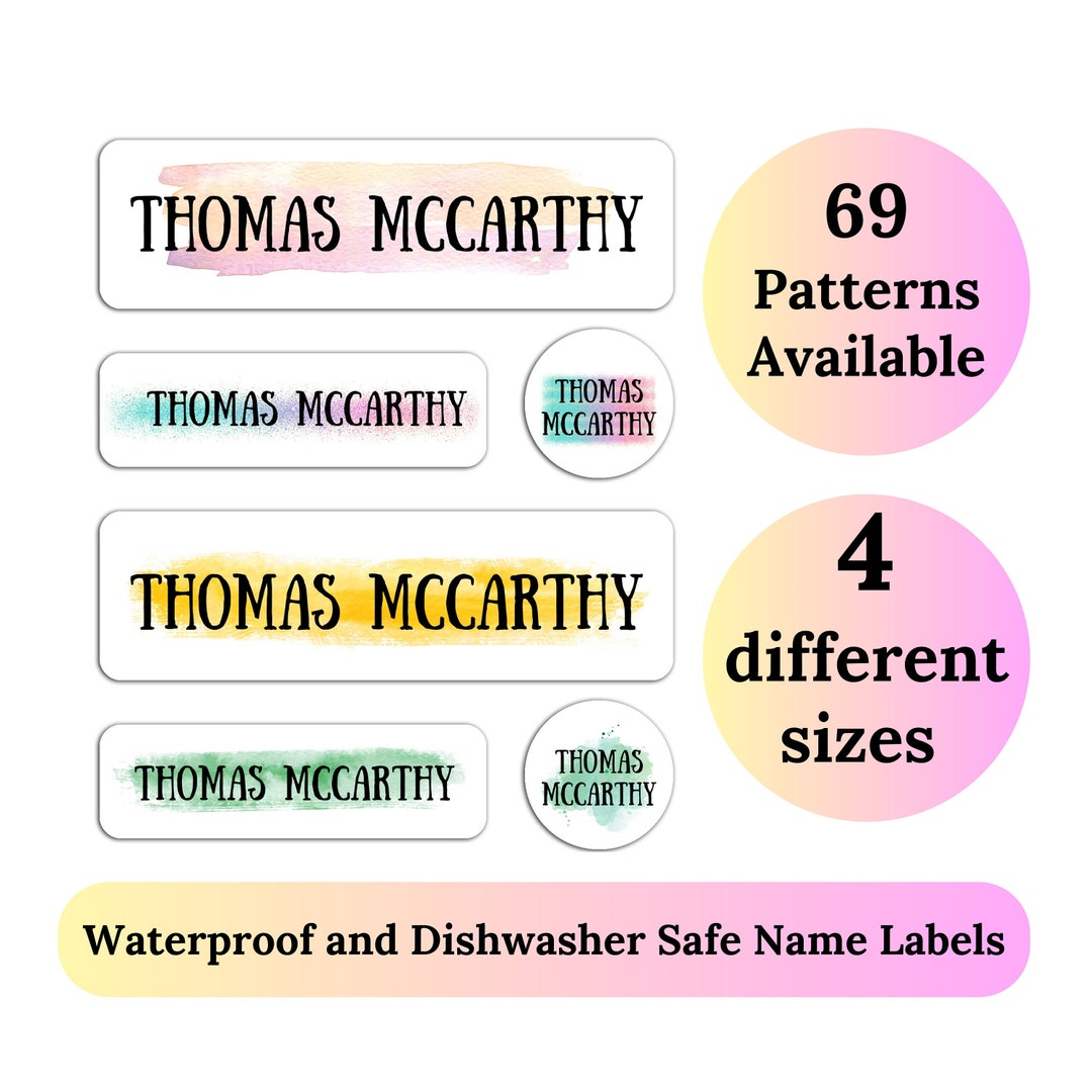 Custom Name Labels for Kids - Dishwasher Safe - Waterproof Labels ...