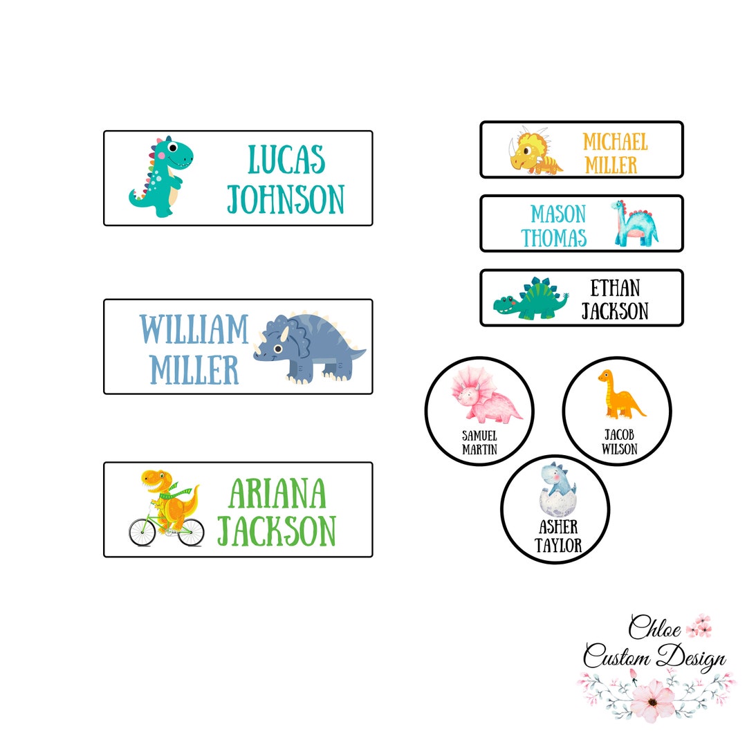 Name Labels Variety Pack | Dinosaur Name Labels | Dino Custom Stickers ...