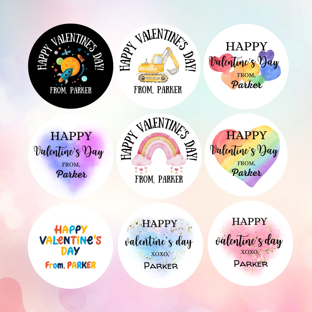 Custom Valentines Day Labels, Personalized Heart Valentines Day ...