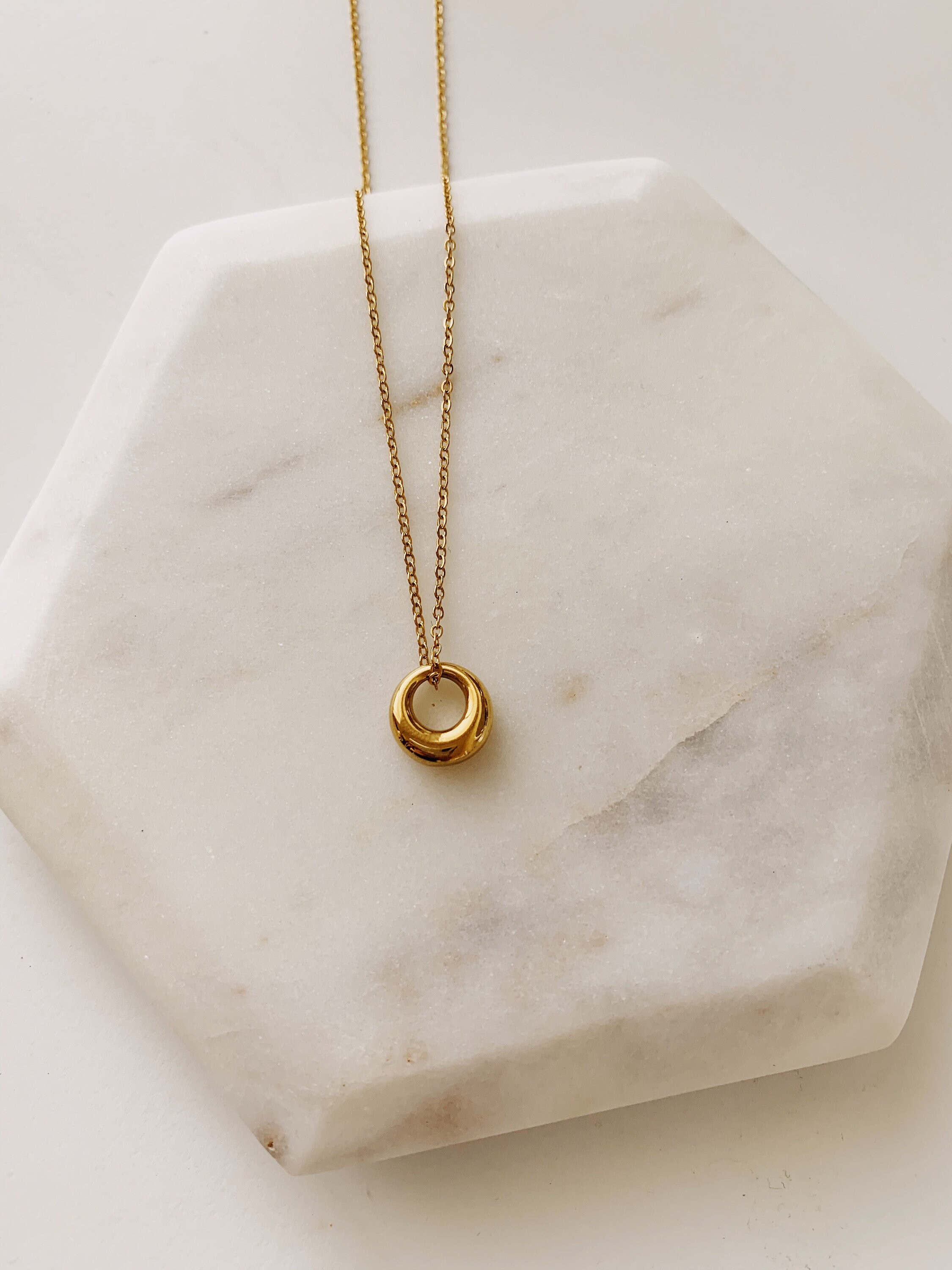 Crescent Moon Pendant 18k Gold Plated Necklace Stainless Etsy