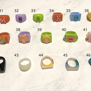 Colorful Chunky Bold Rings Summer Funky Glazed Dipped Open Thick Trendy ...