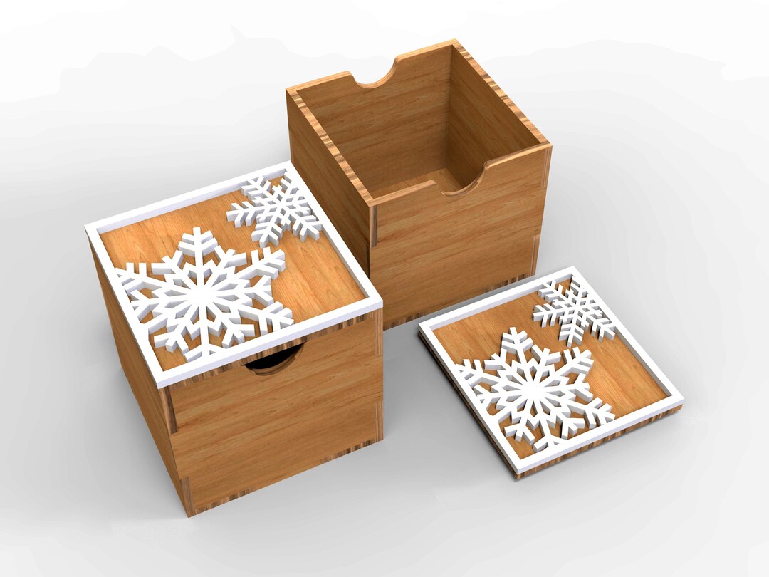 MEDIUM Gift Box With Snowflakes 6X6X6 Inch / 15.2x15.2x15.2cm - Svg ...