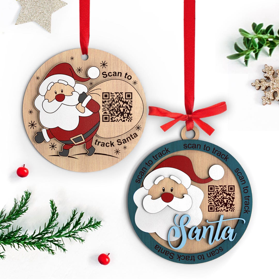 Santa Tracker Ornament SVG: Christmas QR Code Laser Cut File - Etsy