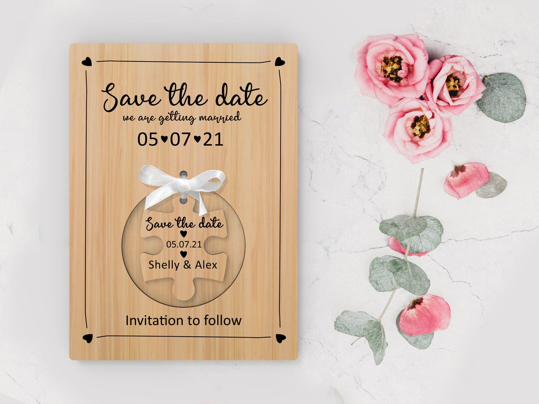 Personalized Save the Date Card With Keychain, Wedding Invitation, Wood ...