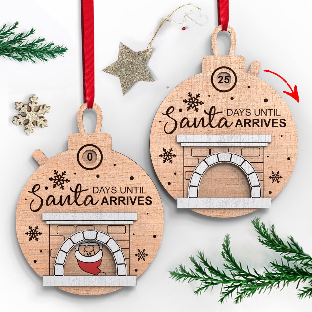 Santa Fireplace Countdown Ornament: Laser Cut SVG Files (digital ...