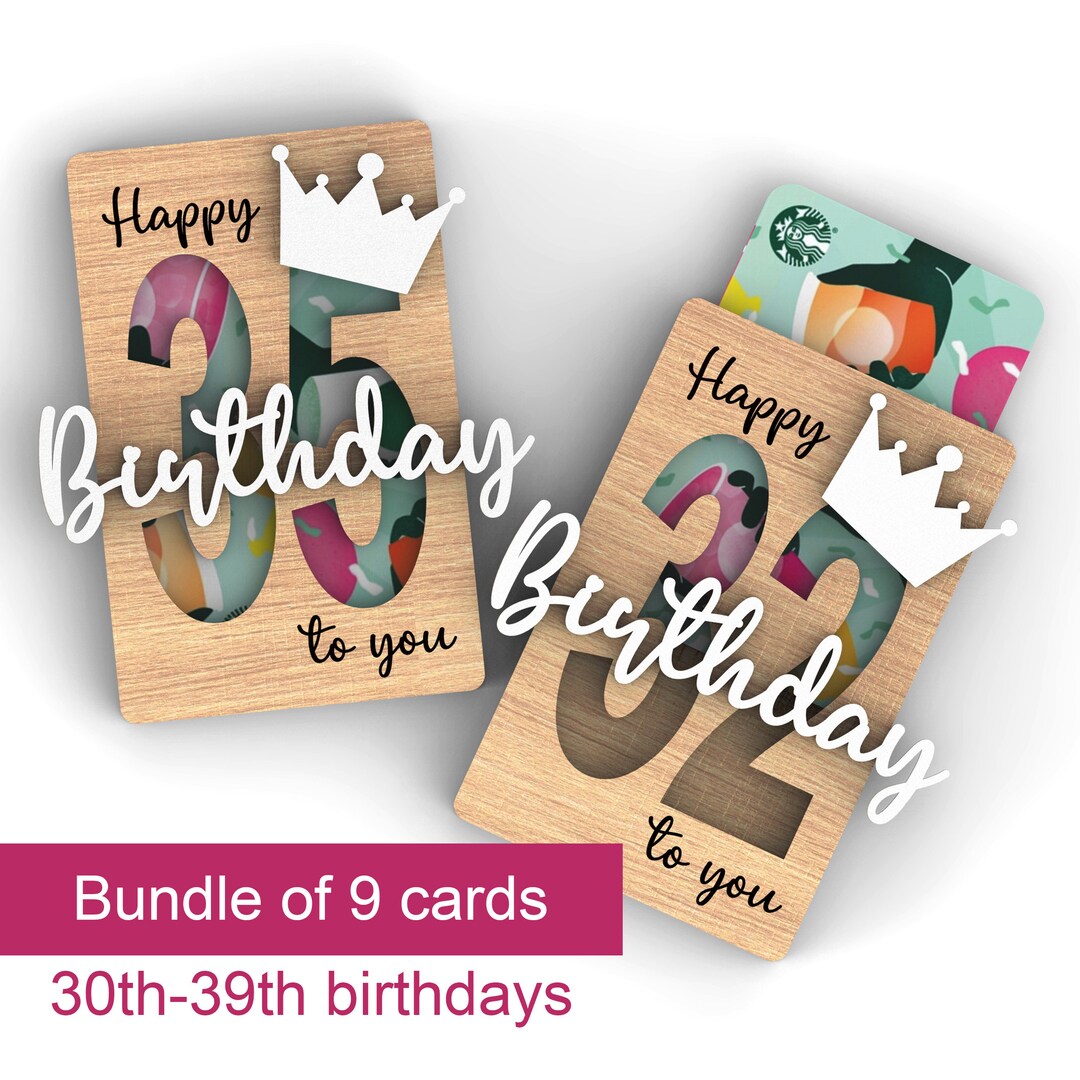 Happy Birthday Gift Card Holder | 30th 31th 32th 33th 34th 35th 36th ...