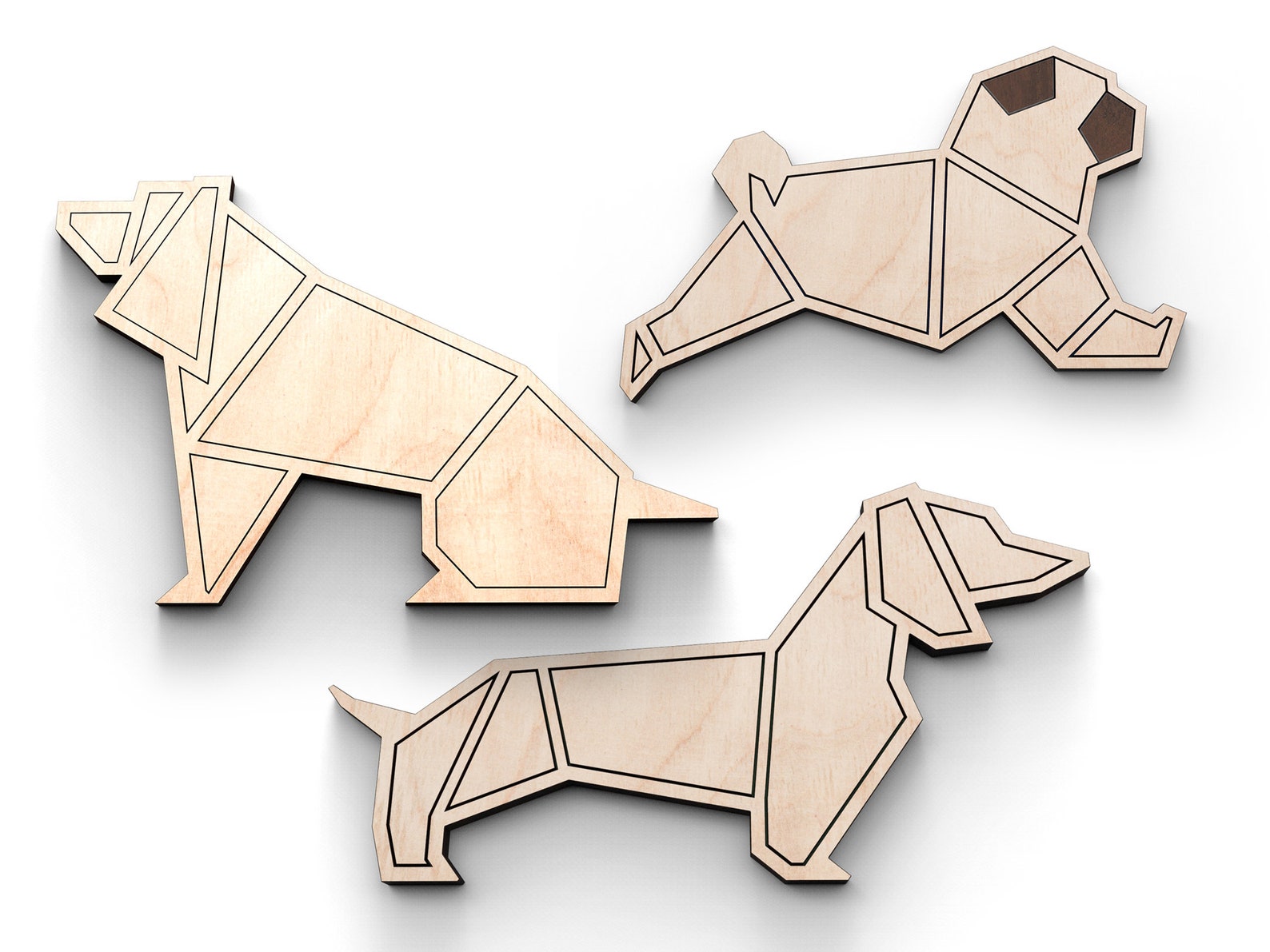 Geometric Dogs Puzzle Svg Laser-ready Cut Files Bundle of | Etsy