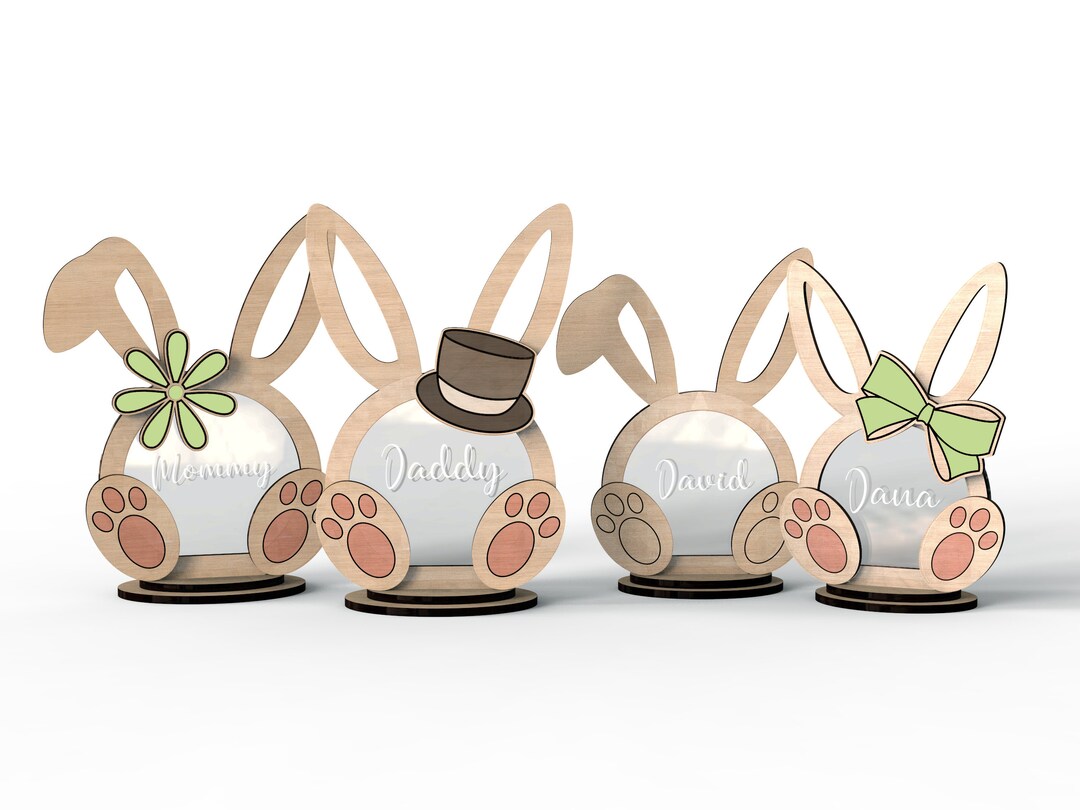 Personalized Easter Bunny Family | Standing Bunny Decor - Laser Cutting ...