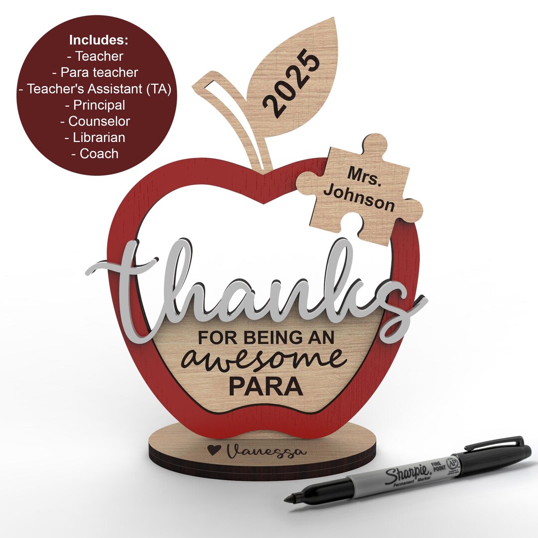 Personalized Paraprofessional Appreciation Sign | Para Teacher Gift ...