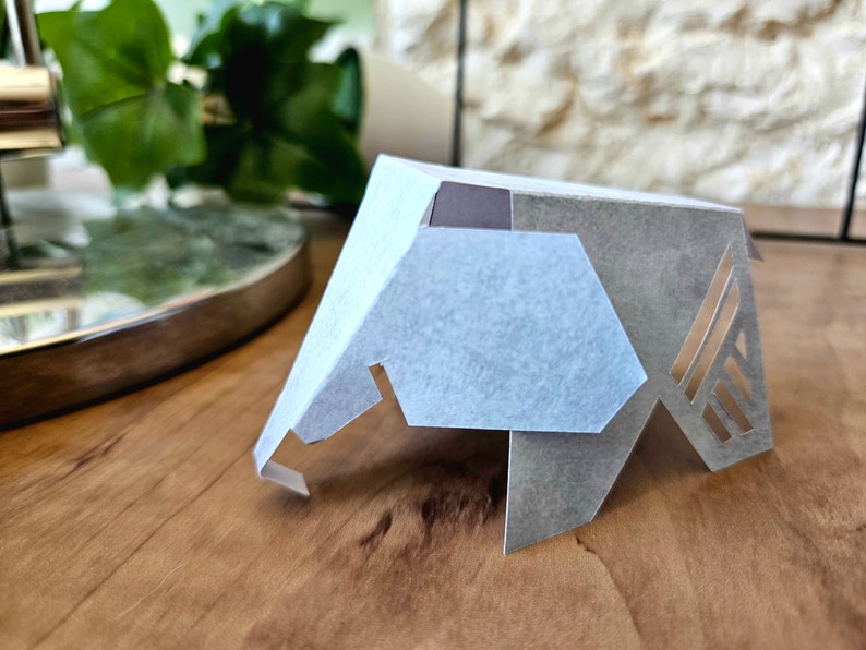 3D Elephant Papercraft: No Glue DIY Template (PDF & SVG) - Etsy