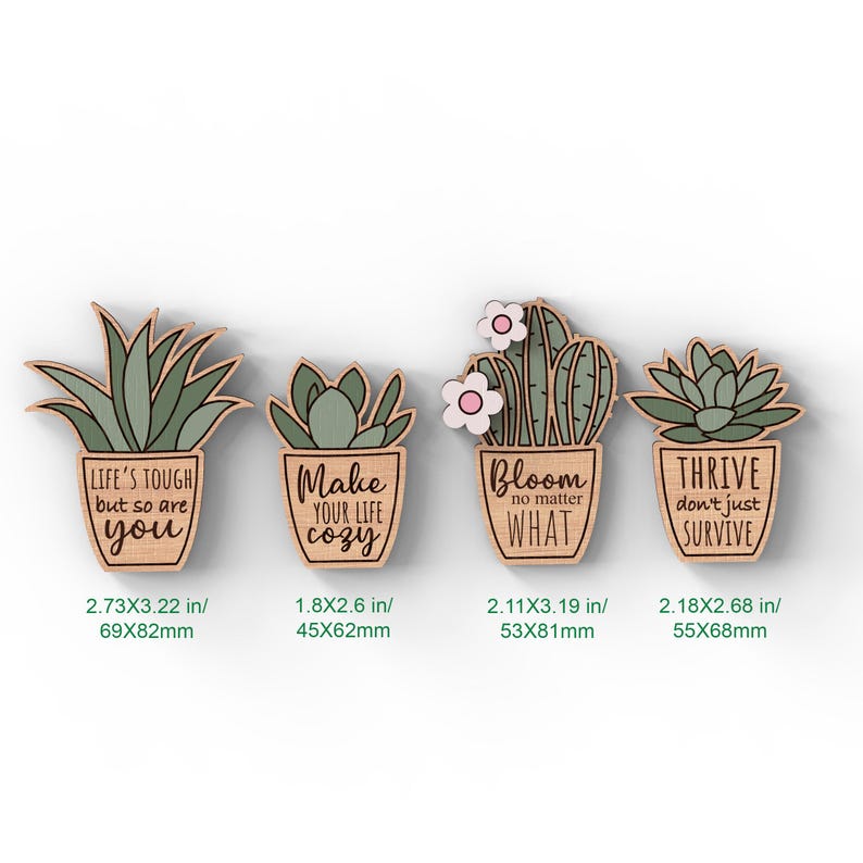 Succulent Cactus Magnet SVG Set | Laser Cut Fridge Magnet Files ...