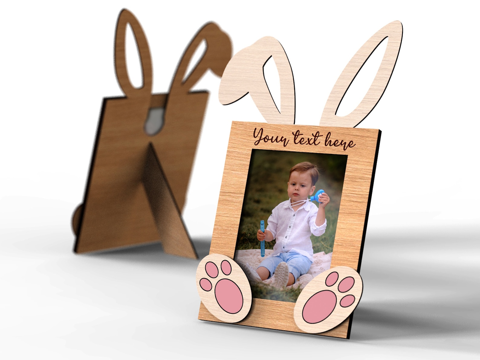 Personalized Easter Bunny Photo Frame Laser Cutting File, Vector File ...